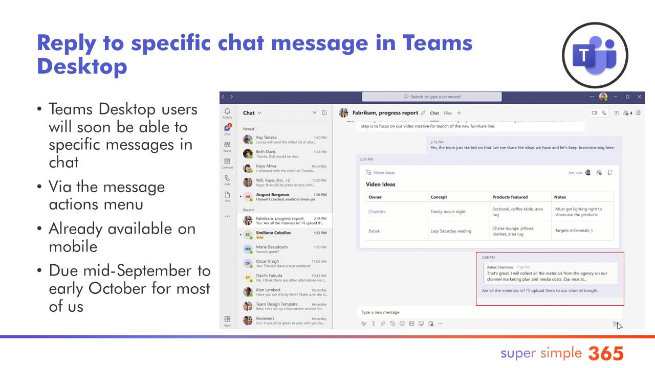 Reply To A Specific Chat Message In Teams Desktop Super Simple 365